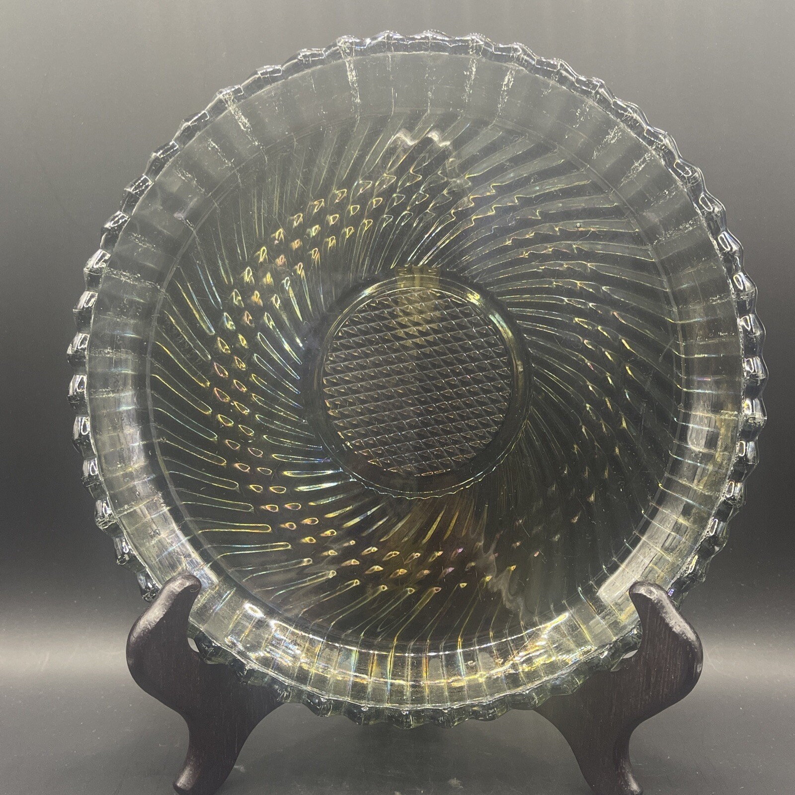 Libbey Canada Iridescent Black Glass Side Plates Set of Two | eBay