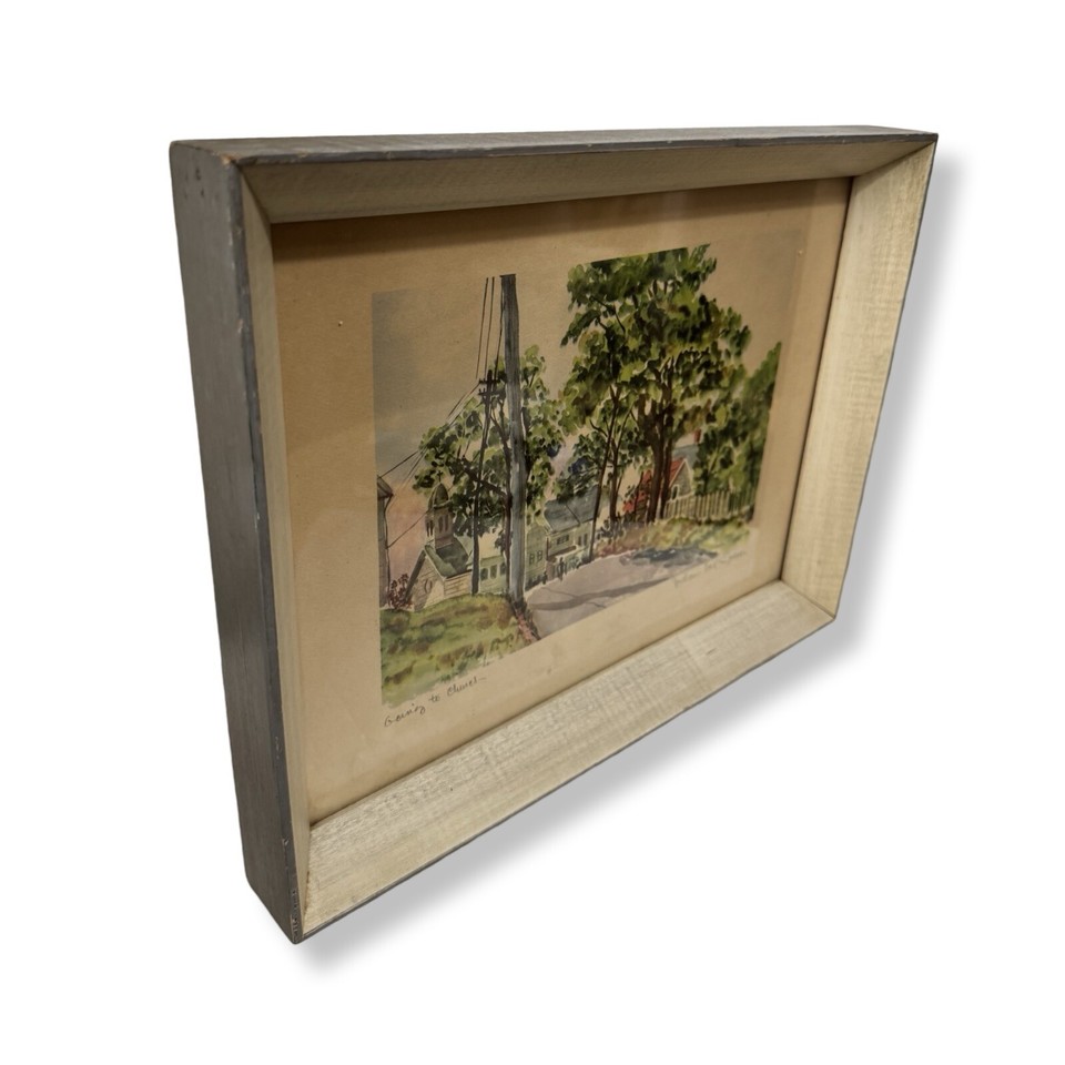 Going To Church Wm McK Spierer Watercolor Print Framed MCM Vintage 11 ...
