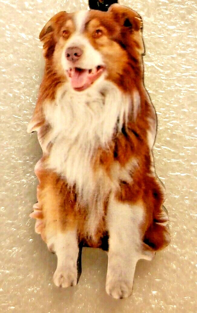 Australian Shepherd Realistic Sitting Dog Flat Acrylic Key Ring ...