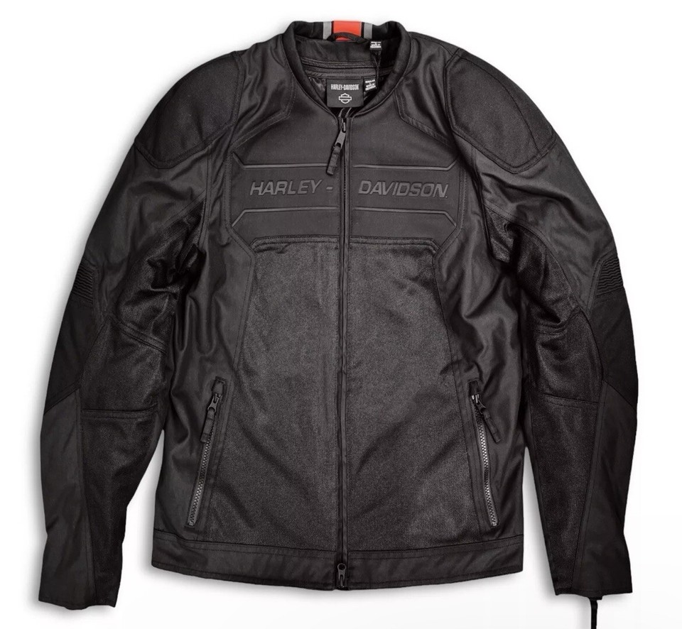 Harley-Davidson Men’s Plus Brawler Mixed Media Black Jacket Padded ...