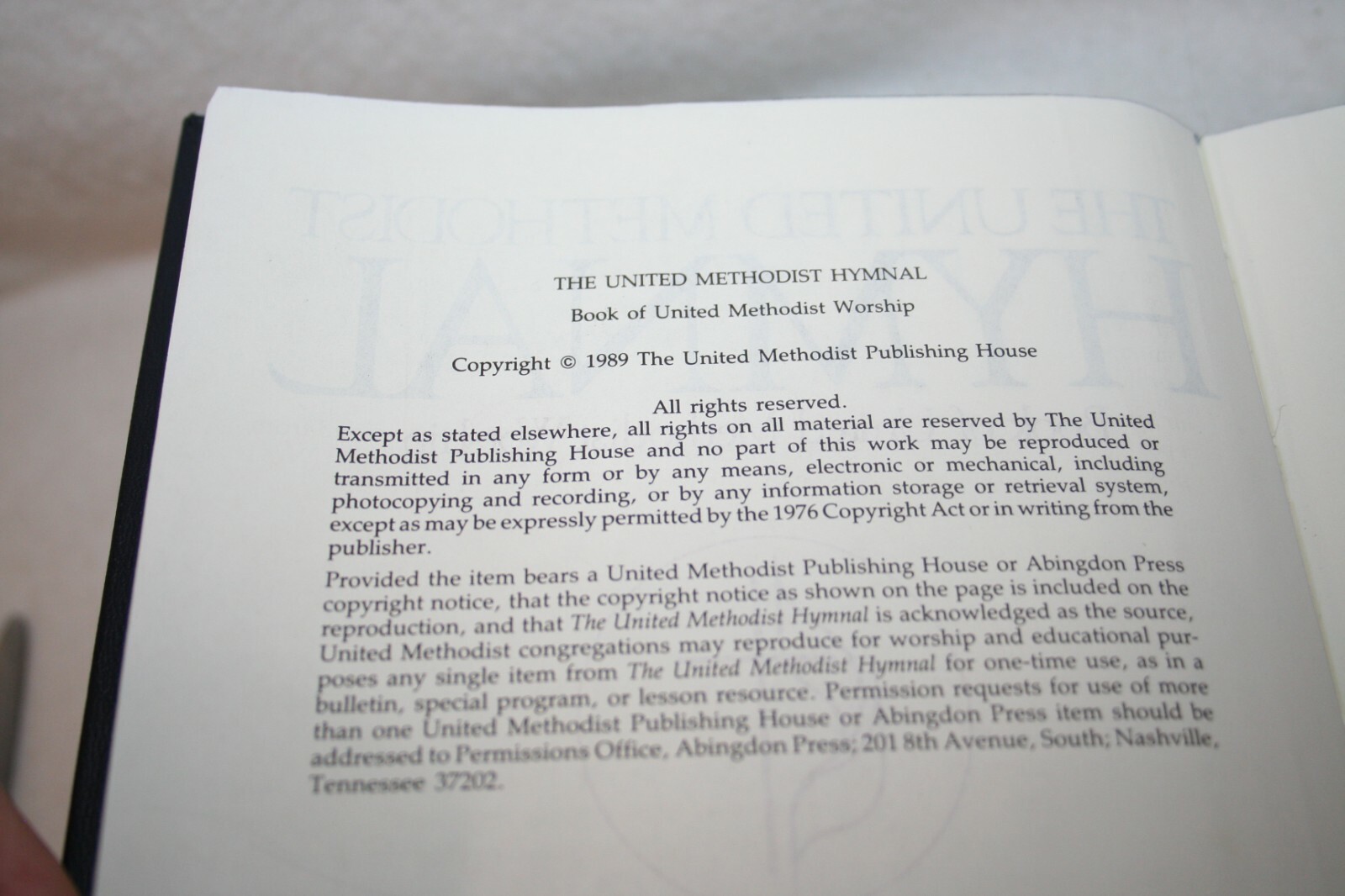 UNITED METHODIST HYMNAL 1989 Gospel Hymns Songs CHIQUOLA Church ...