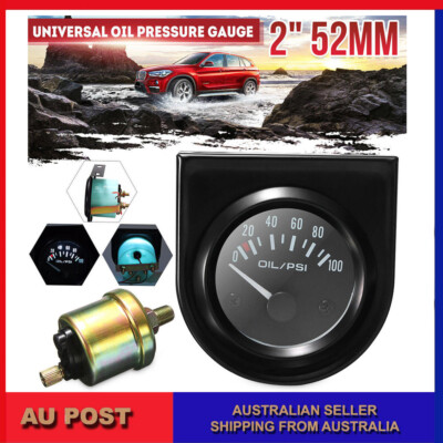 2inch 52mm Universal Car Pointer Oil Pressure Gauge 0-100PSI White LED ...