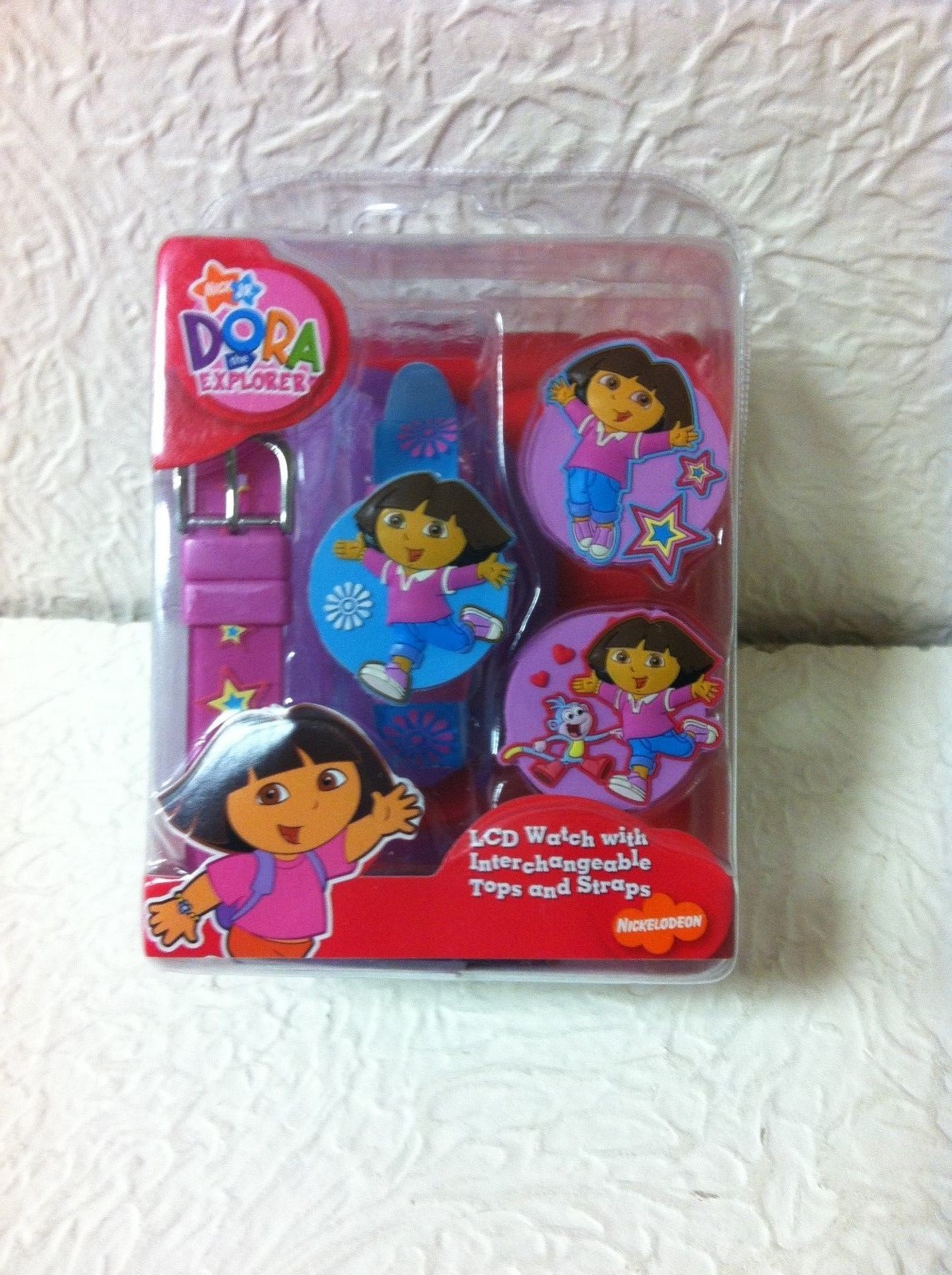 CHILDRENS NICKELODEON DORA THE EXPLORER WATCH WITH INTERCHANGEABLE TOPS ...