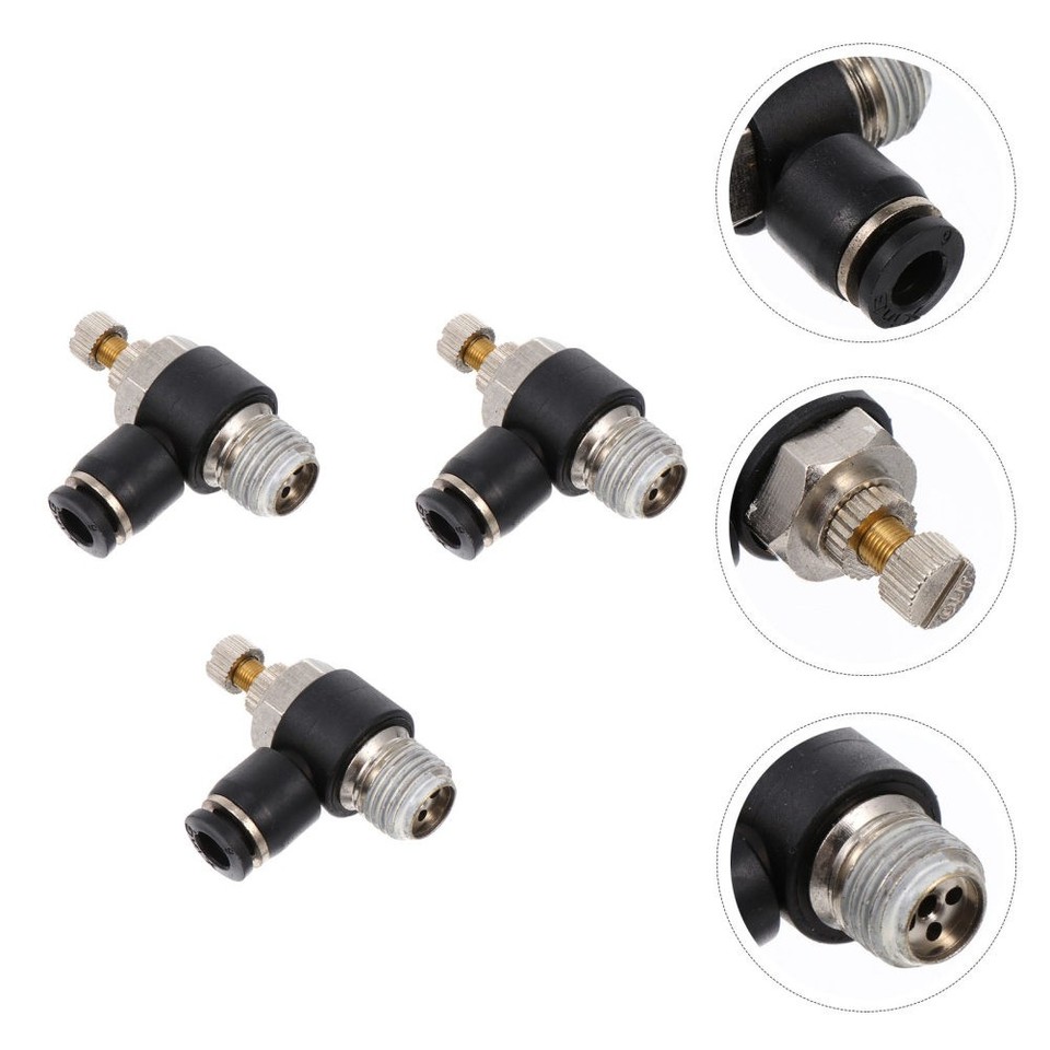 3Pcs Black Air Control Valves Pneumatic Adjusters for Flow Regulation ...