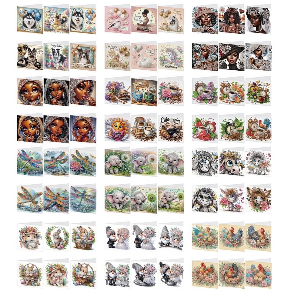 6Pcs Funny Donkey Rhinestone Painting Card Kit Diamond Painting ...