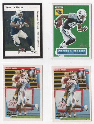 (x4) DERRICK MASON 1990s FOOTBALL CARD LOT (x2) Rookie RC Tennessee ...