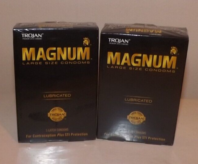 Lot Of 2 TROJAN MAGNUM Condoms Large Lubricated Latex 5ct Boxes 10 ...