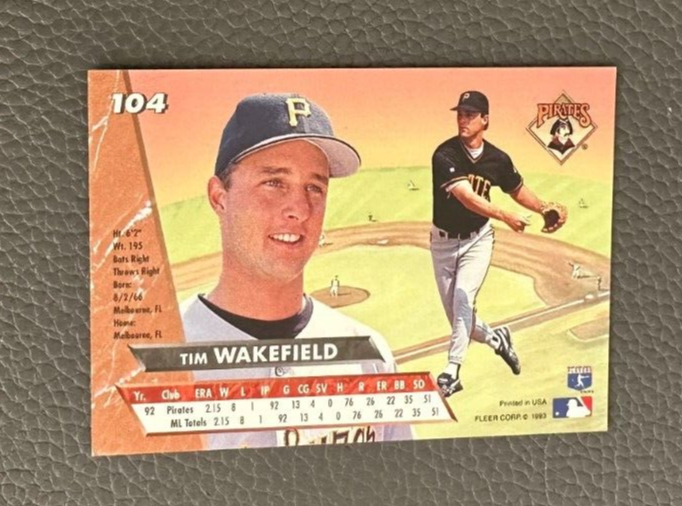 1993 Ultra Pittsburgh Pirates Baseball Card #104 Tim Wakefield Rookie ...
