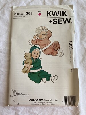 1980s Baby Jogging Suit KWIK SEW 1359 Pattern Kerstin Martensson S-XL ...