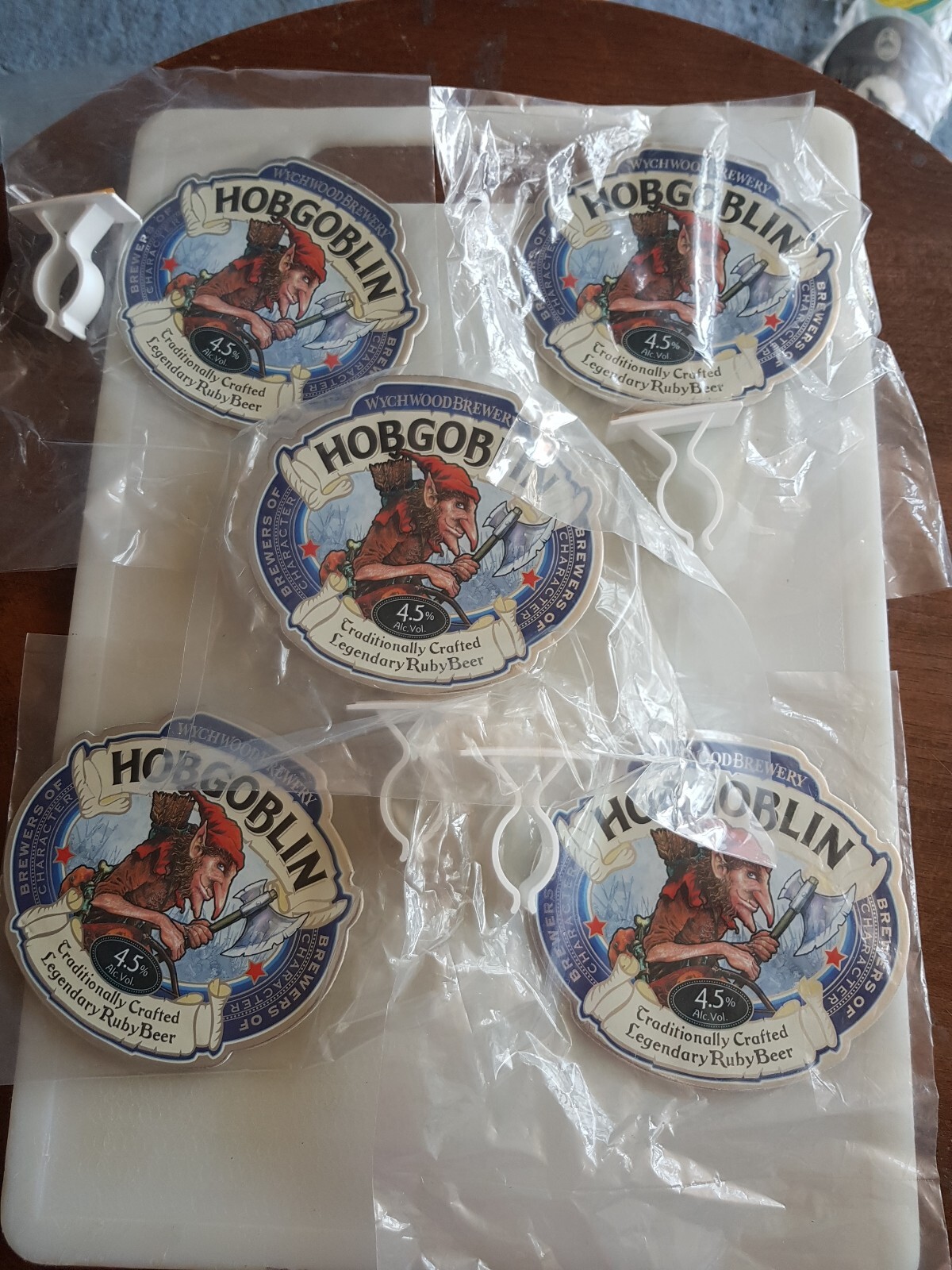 5 X WYCHWOOD Brewery " HOBGOBLIN " beer Pump clips / badges NEW | eBay UK