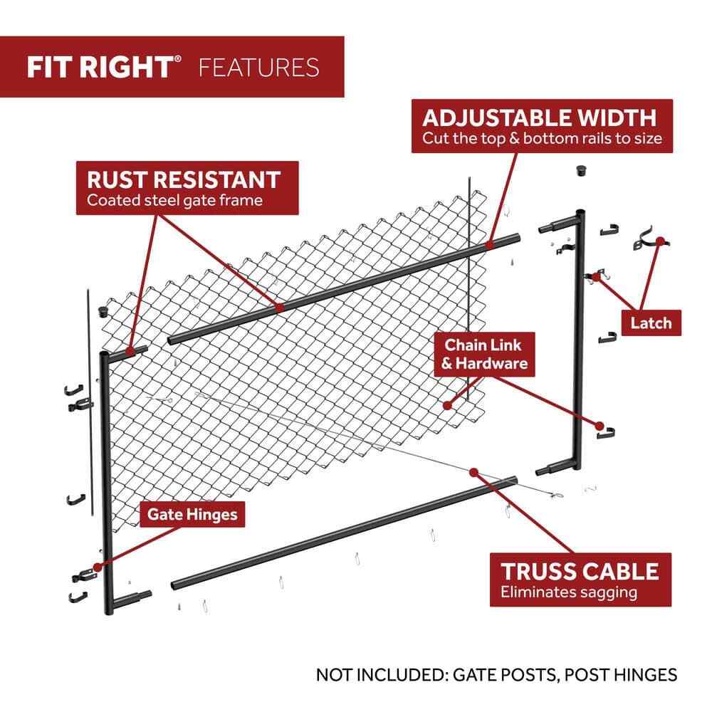 Fit Right Adjustable Chain Link Gate Kit for Outdoor Decking & Fencing ...