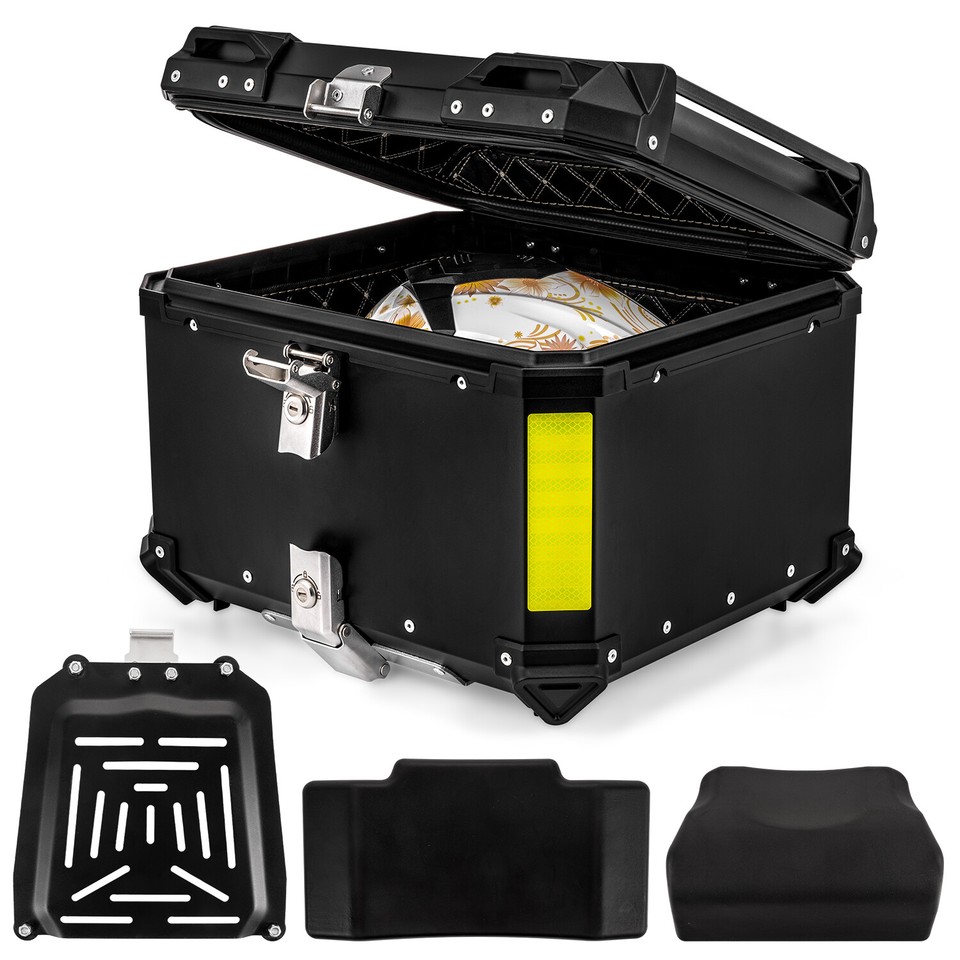 56L Black Motorcycle Luggage Waterproof Tail Box Scooter Trunk Storage ...