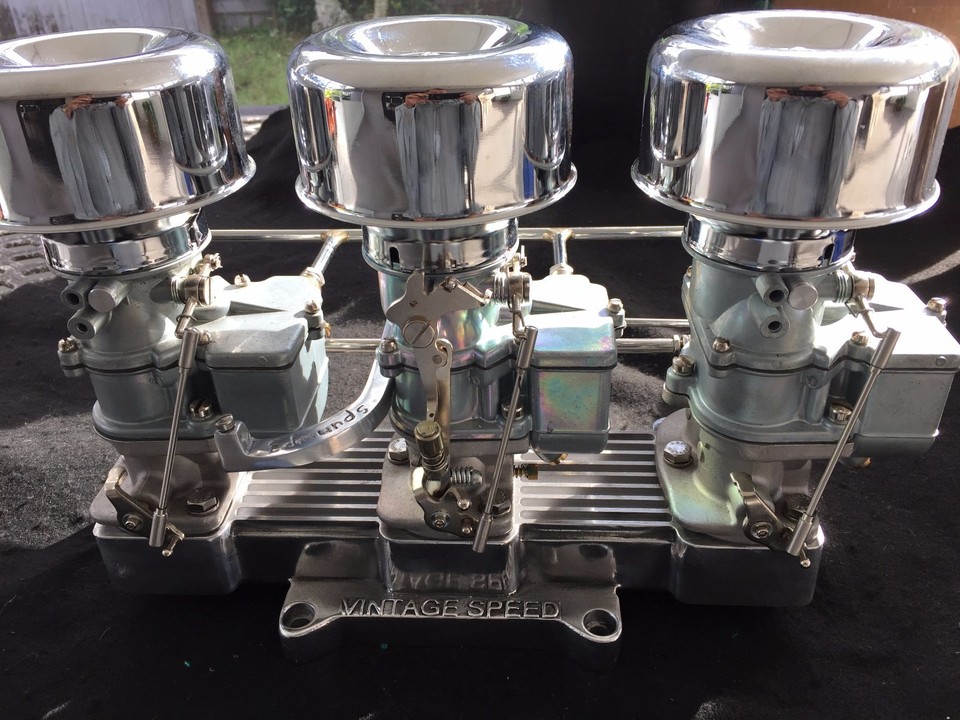VINTAGE SPEED STROMBERG 97 3 x 2 CARB TO 4 V ADAPTER SET TRI POWER HOT ...