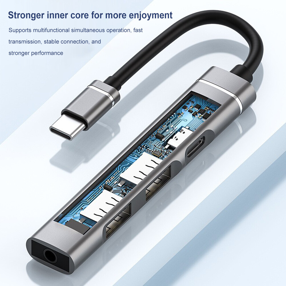 USB C Hub with Audio Jack Type C To USB Hub Plug and Play Docking ...