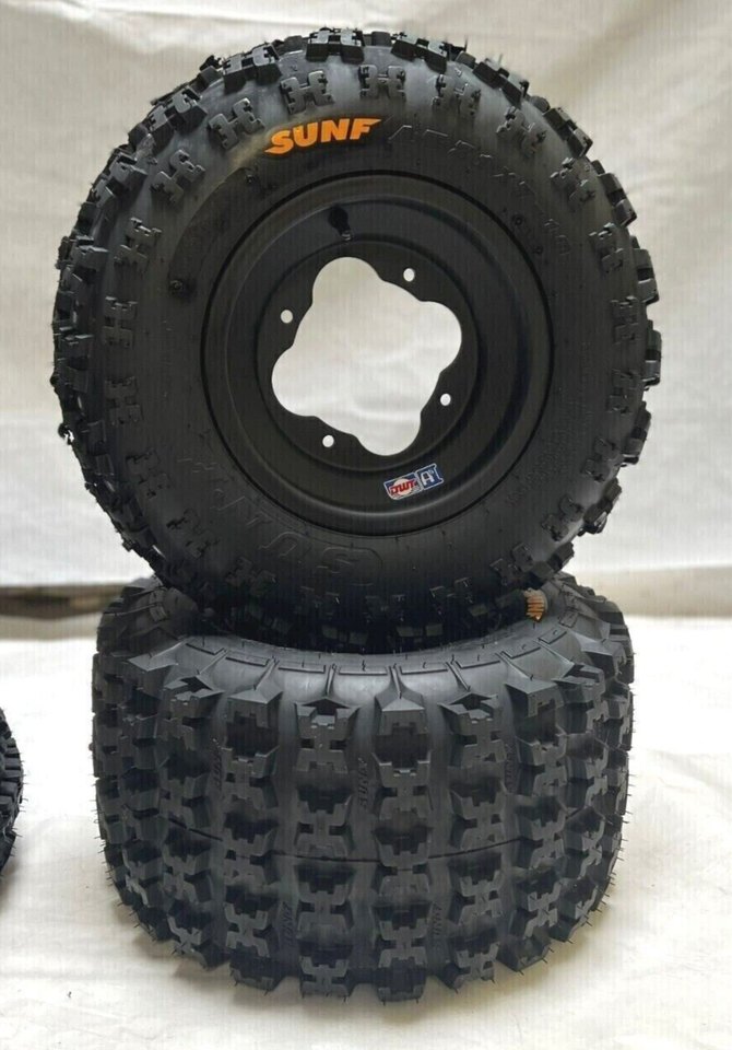 DWT A5 Black Front Rear Rims Wheels & Sunf A027 Tires TRX 250R 400EX ...