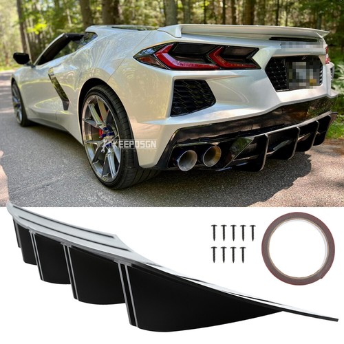 10 Fins Rear Bumper Diffuser Spoiler Lip For Chevrolet Corvette C7 Z06 ...