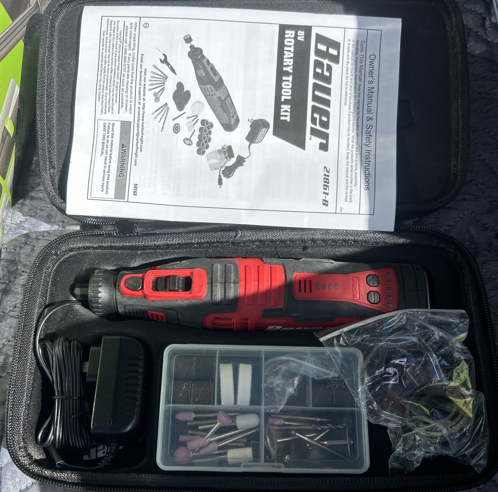Bauer 8V Rotary Tool Kit with 40 Accessories & Storage Case 21681-B ...