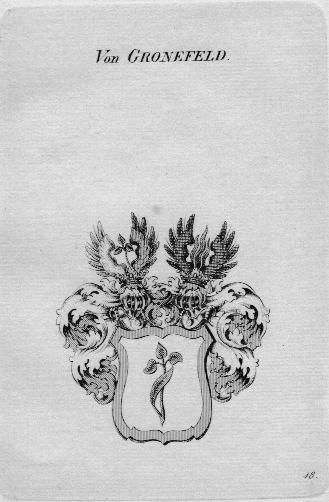 1820 - Gronefeld Crest Nobility Coat of Arms Heraldry Copperplate ...
