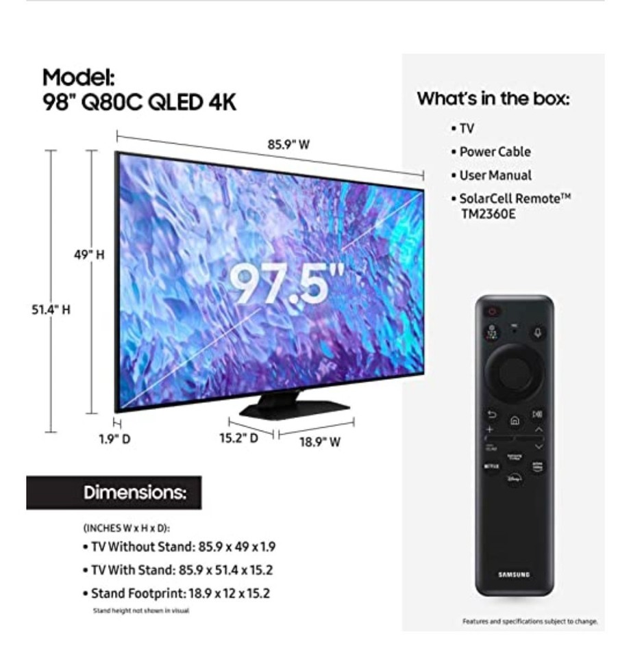 Samsung QN98Q80CAFXZA 98" QLED 4K Smart TV | eBay