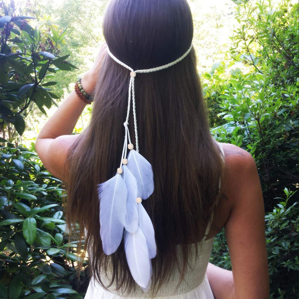 Feather Headband Hippie Indian Boho Hair Bands Tassel Bohemian ...