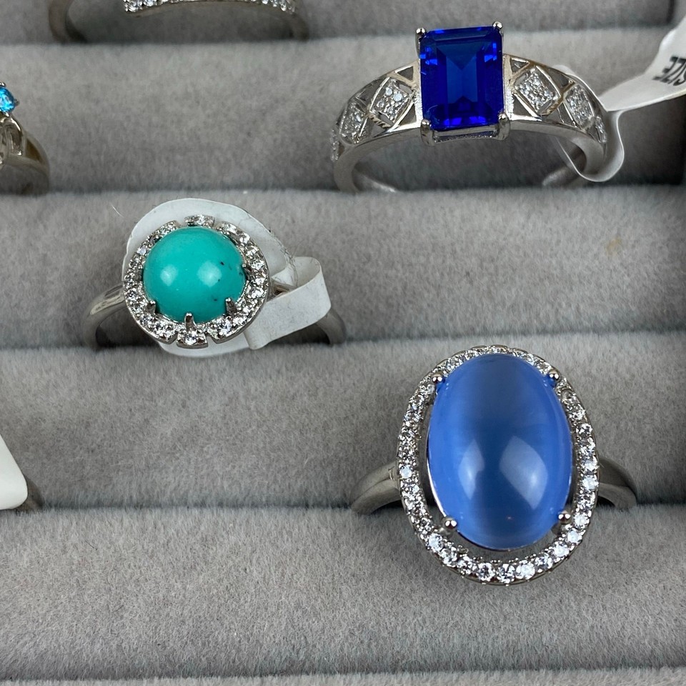 Lot of 18 Sterling Silver Multi Gemstone & Statement Rings Bands Sizes 8 9 10 | eBay