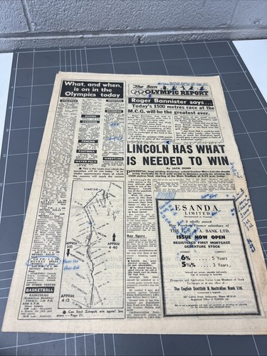 ORIGINAL NEWSPAPER SUPPLEMENT THE SUN MELBOURNE 1956 OLYMPIC GAMES ...