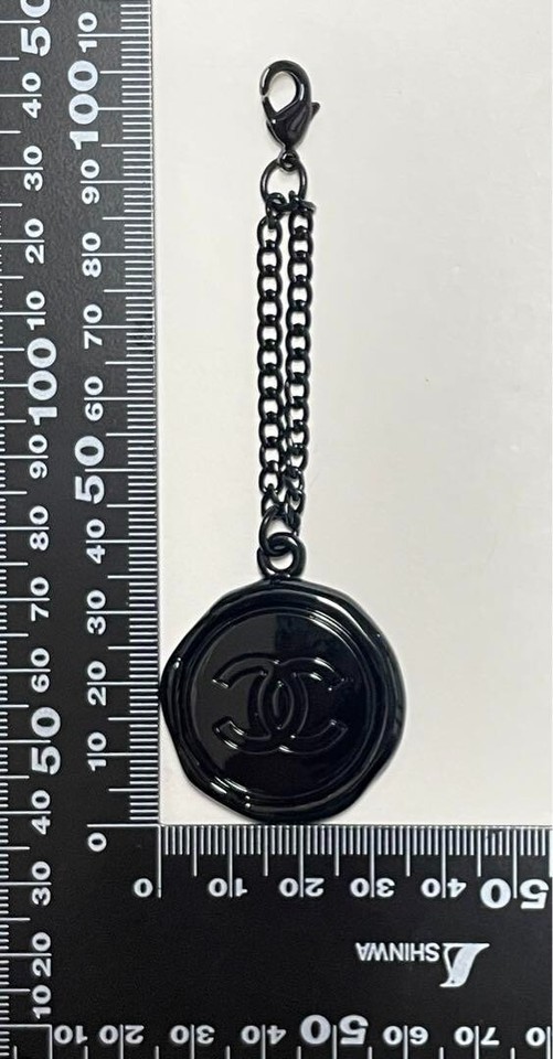 Chanel Bag Charm Key Ring Novelty Black Carved Seal Buying Cosmetics ...