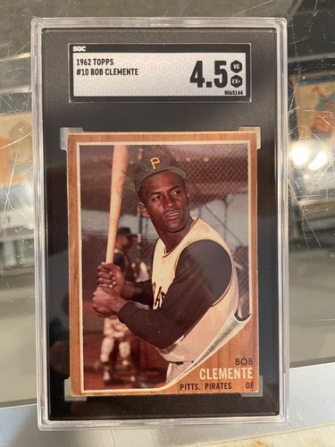 1962 TOPPS #10 ROBERTO BOB CLEMENTE PIRATES BASEBALL CARD SGC 4.5 VG ...