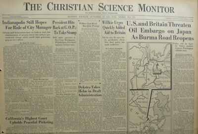 WWII VAN ZELM 10-October 18, 1940 Int. Newspaper USA UK OIL EMBARGO ...