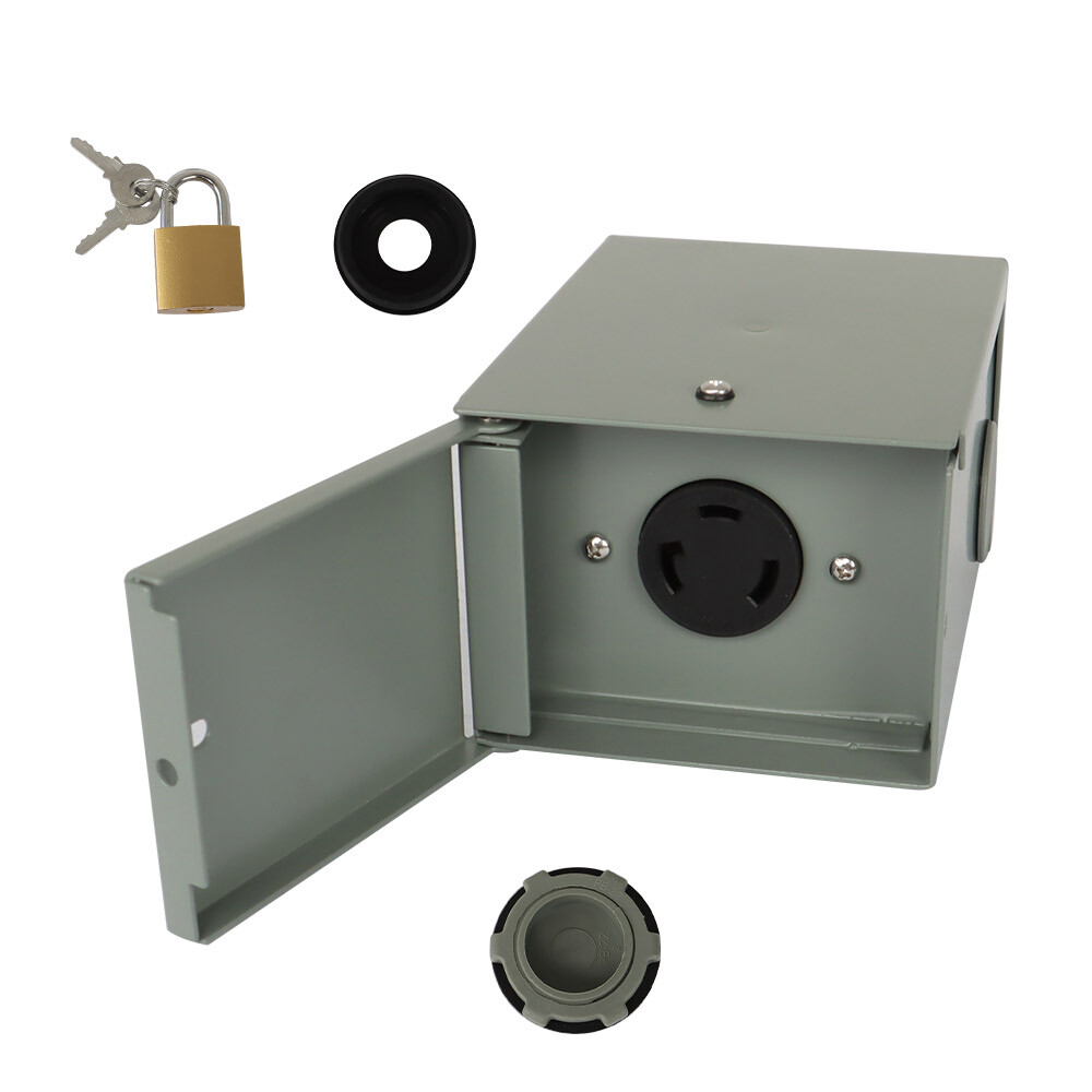 3 Prong 30 Amp RV Generator Inlet Box NEMA L5-30R 125/250 Volt Power ...