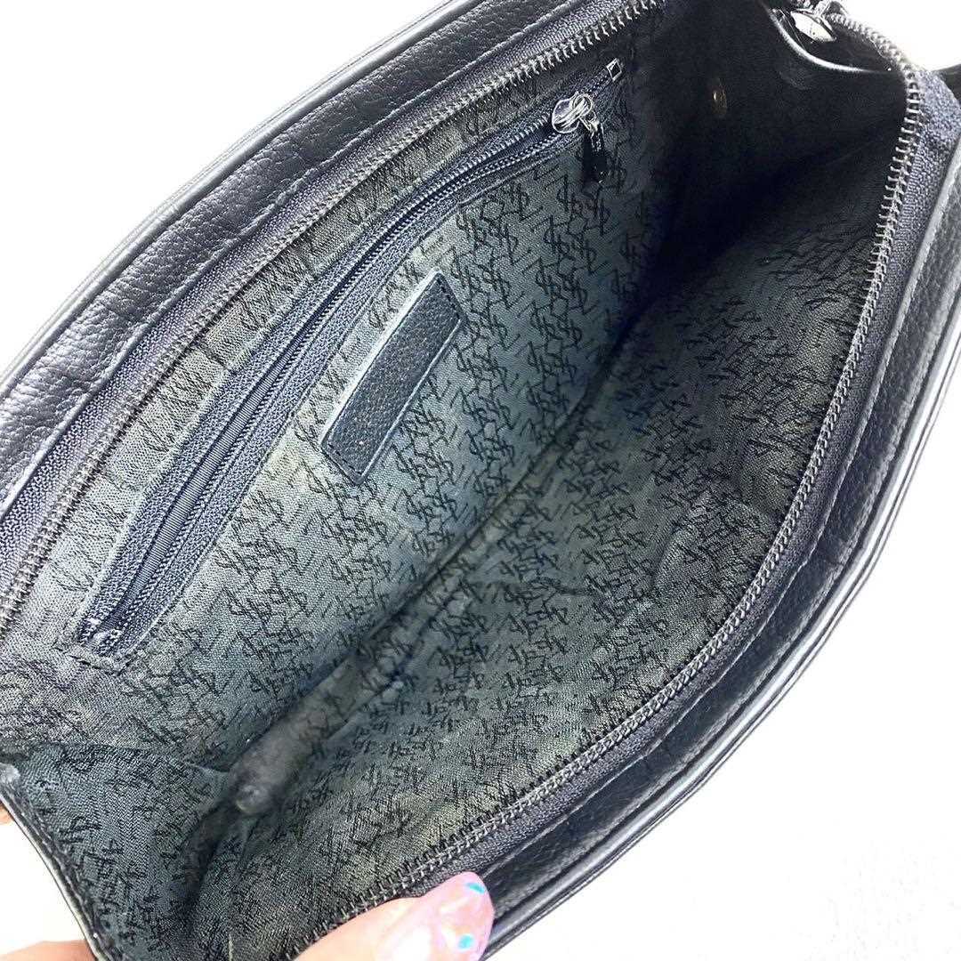 Yves Saint Laurent Clutch Bag YSL Pattern Leather Bla… - Gem