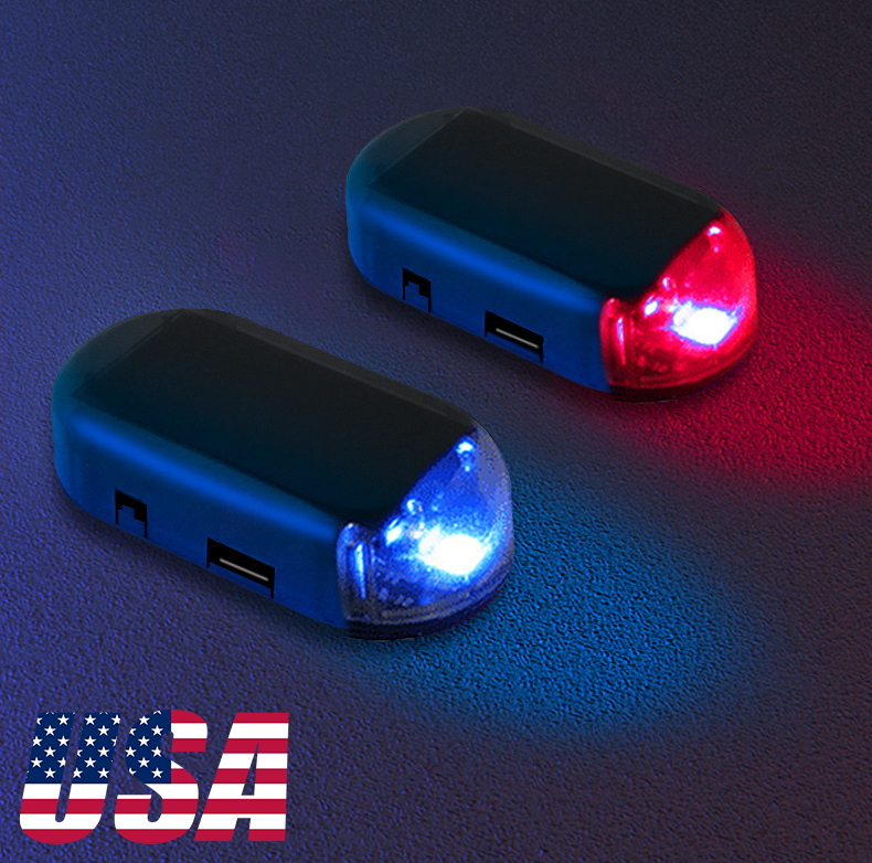 1/6PC Solar Power Car Fake Alarm LED Anti-Theft Warning Lights Flashing ...