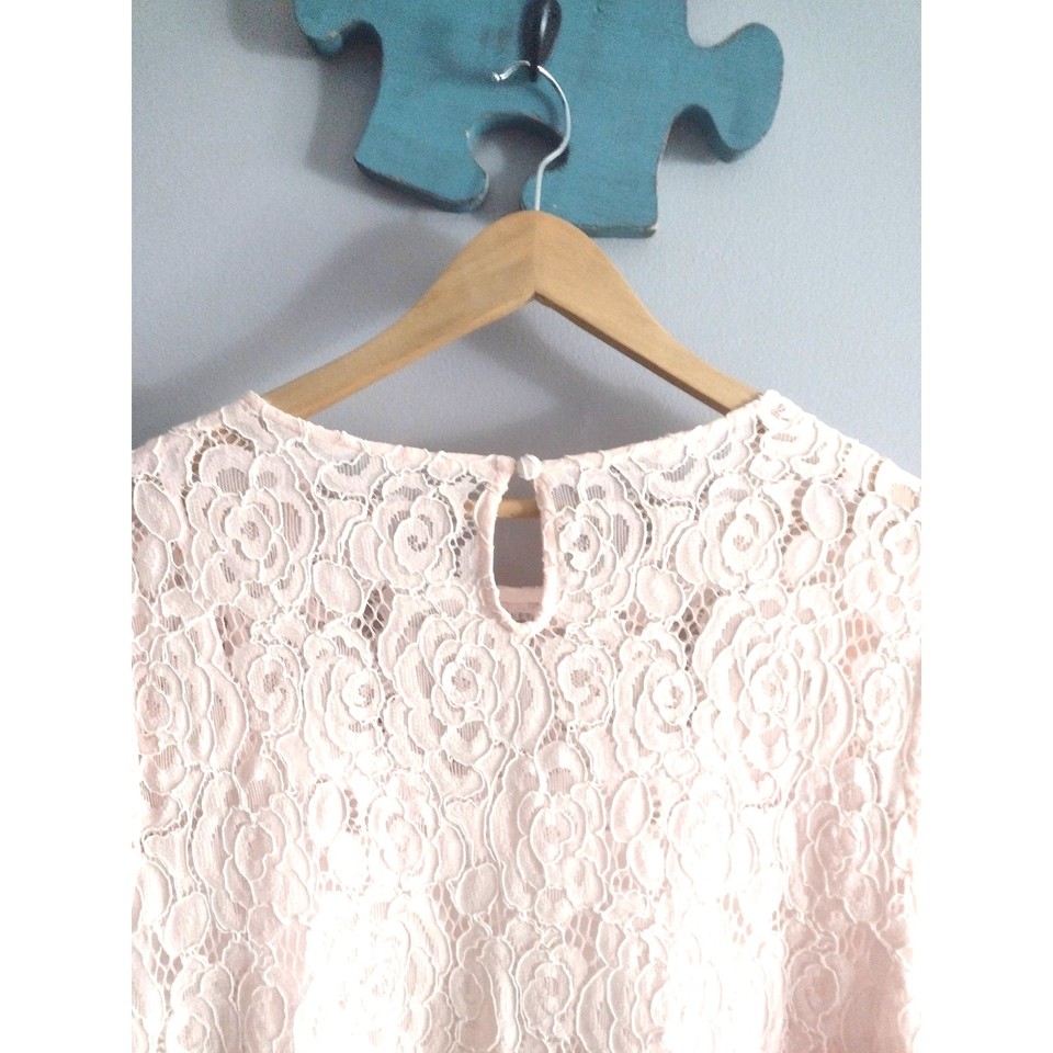 J Peterman womens pink lace dress medium demure cottage core | eBay