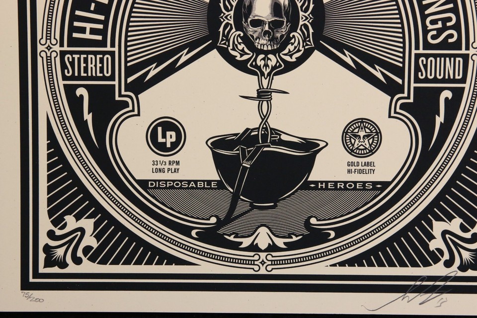 SHEPARD FAIREY hand signiert RECORD 50 SHADES OF BLACK ed/200 2013 obey ...