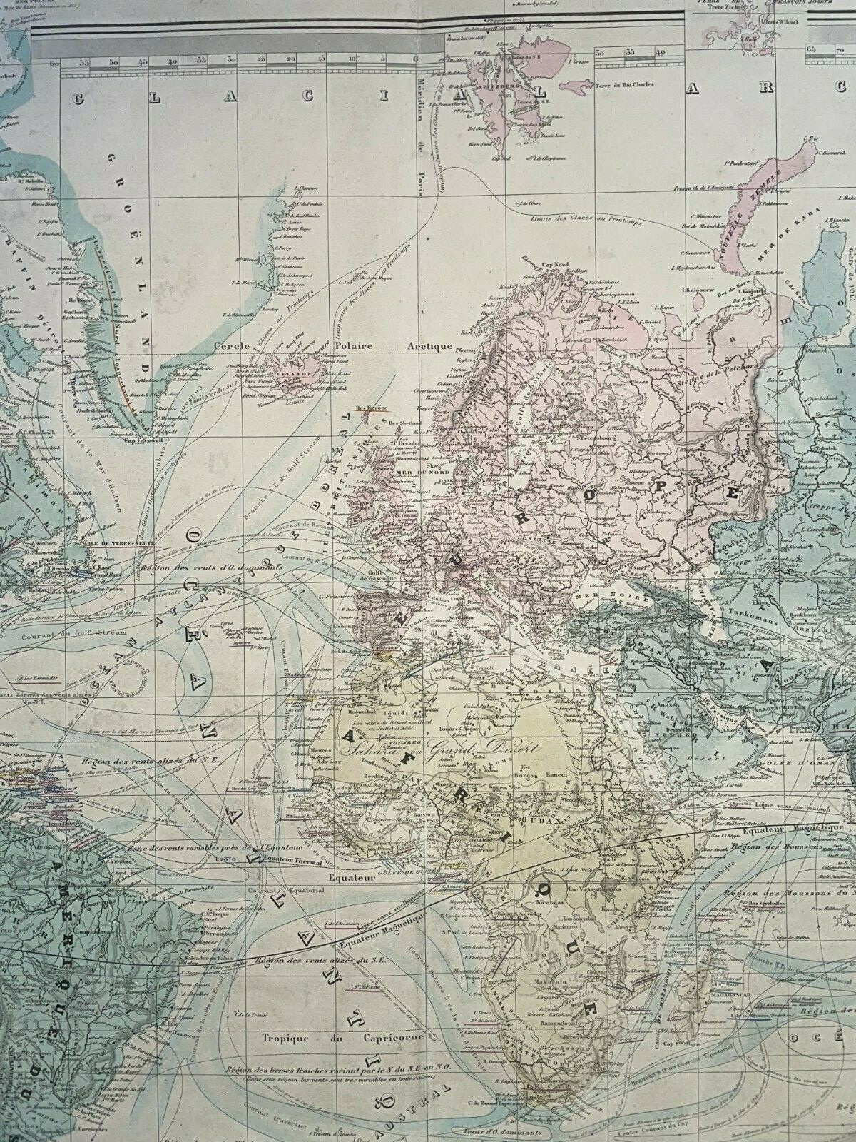 WORLD MAP DUFOUR c. 1840 LARGE ANTIQUE ENGRAVED MAP 19th CENTURY | eBay