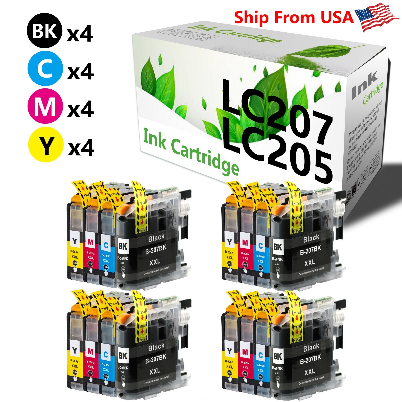 16-Pack LC207 XXL LC205 XXL Ink Cartridge Work With Brother MFC-J4320DW ...