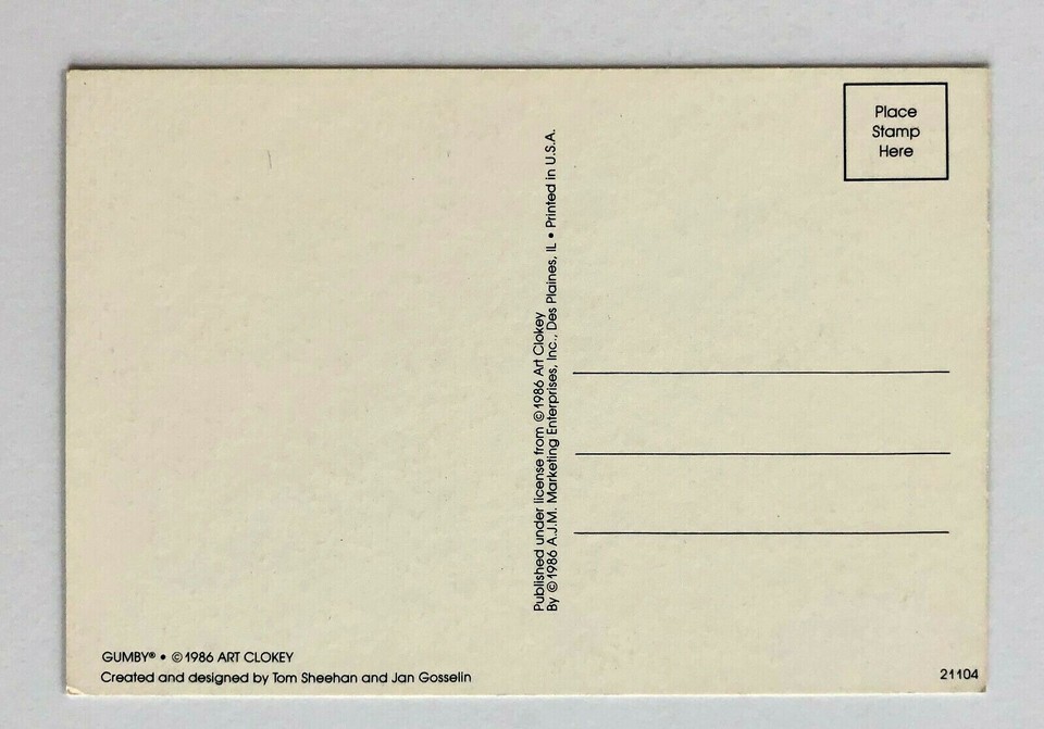 1986 Gumby 3D Movie Glasses Theatre Seating Ad Promo Postcard Art ...