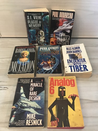 Mixed Lot Of 7 Sci Fi- Anderson- Viehl- Resnick- Campbell- Cook ...