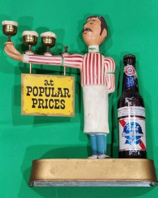 Pabst Blue Ribbon Vintage Bar Display Metal Waiter Pub Bartender ...