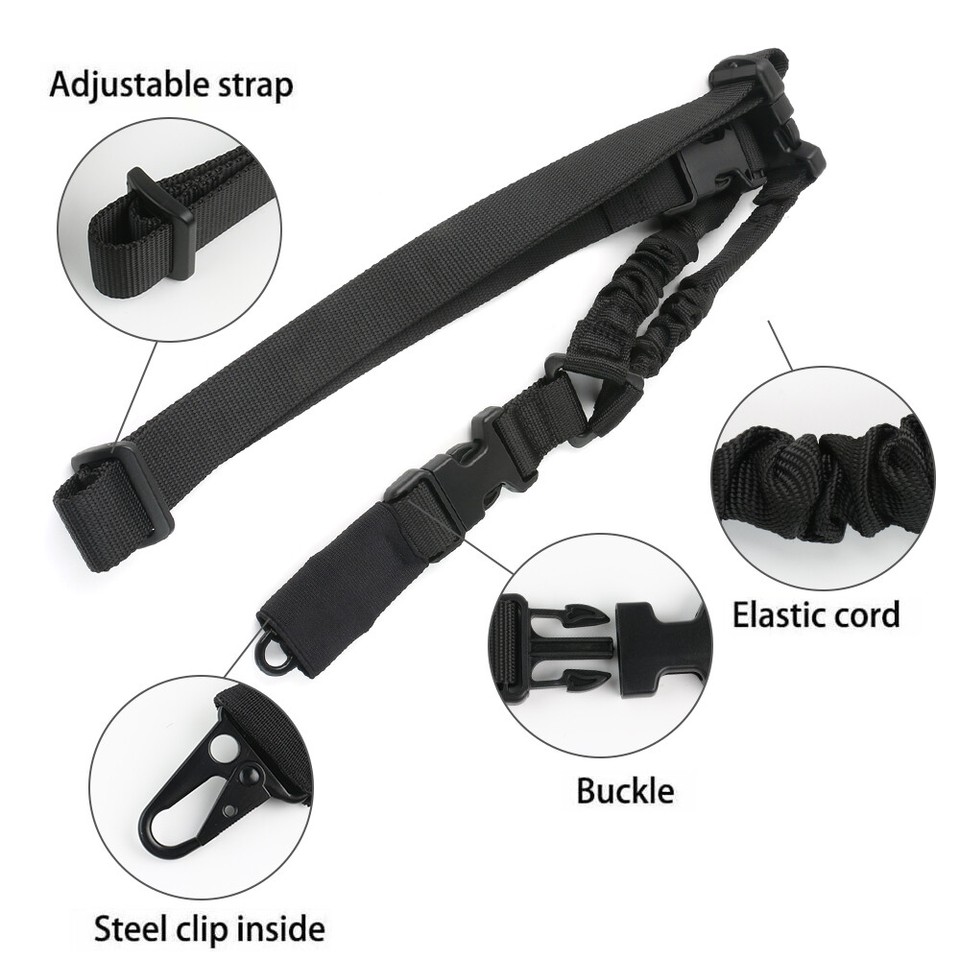 Tactical Single One Point QD Bungee Gun Rifle Sling + HK Clip ...