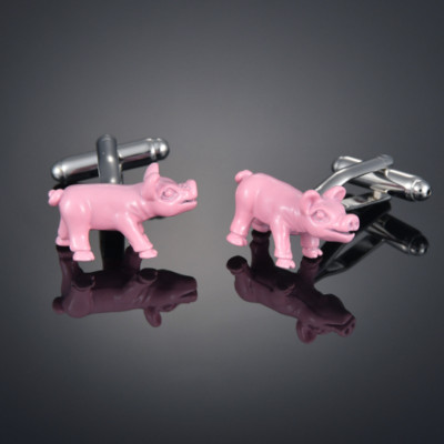 Mens Pig Cuff Links Set Of 2 Silver Cufflinks Groom Funny .75" Piggy ...