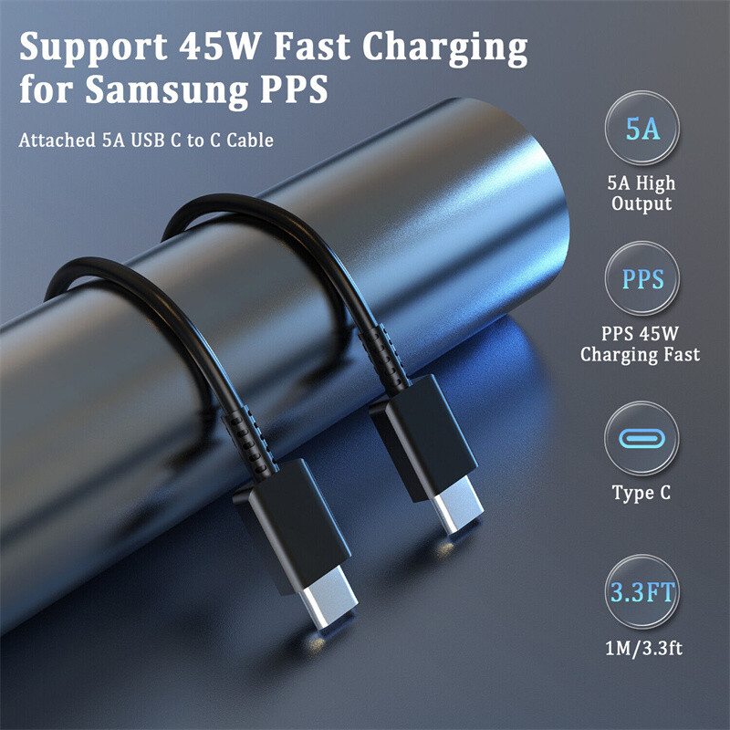 PD 45W Fast Car Charger & Type-C Cable For Samsung A55 A35 A25 A15 A54 ...
