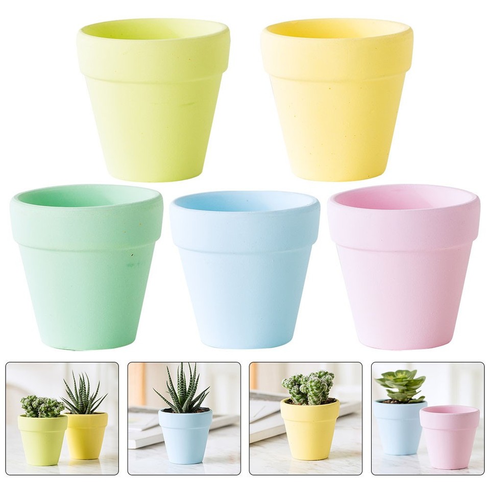 5 Pcs Succulent Small Flower Pot Macaron Color Planters Ceramic ...