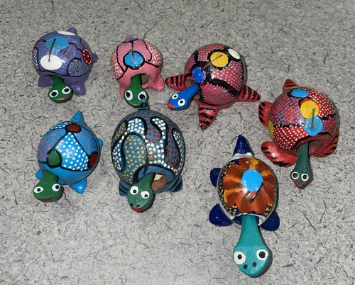Lot of 7 Bobble Head ~ Loose Neck Turtles Mexican Folk Art Toy ...