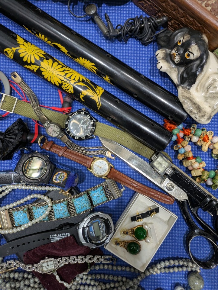 vintage junk drawer lot,random Collectible items,jewelry,watches ...