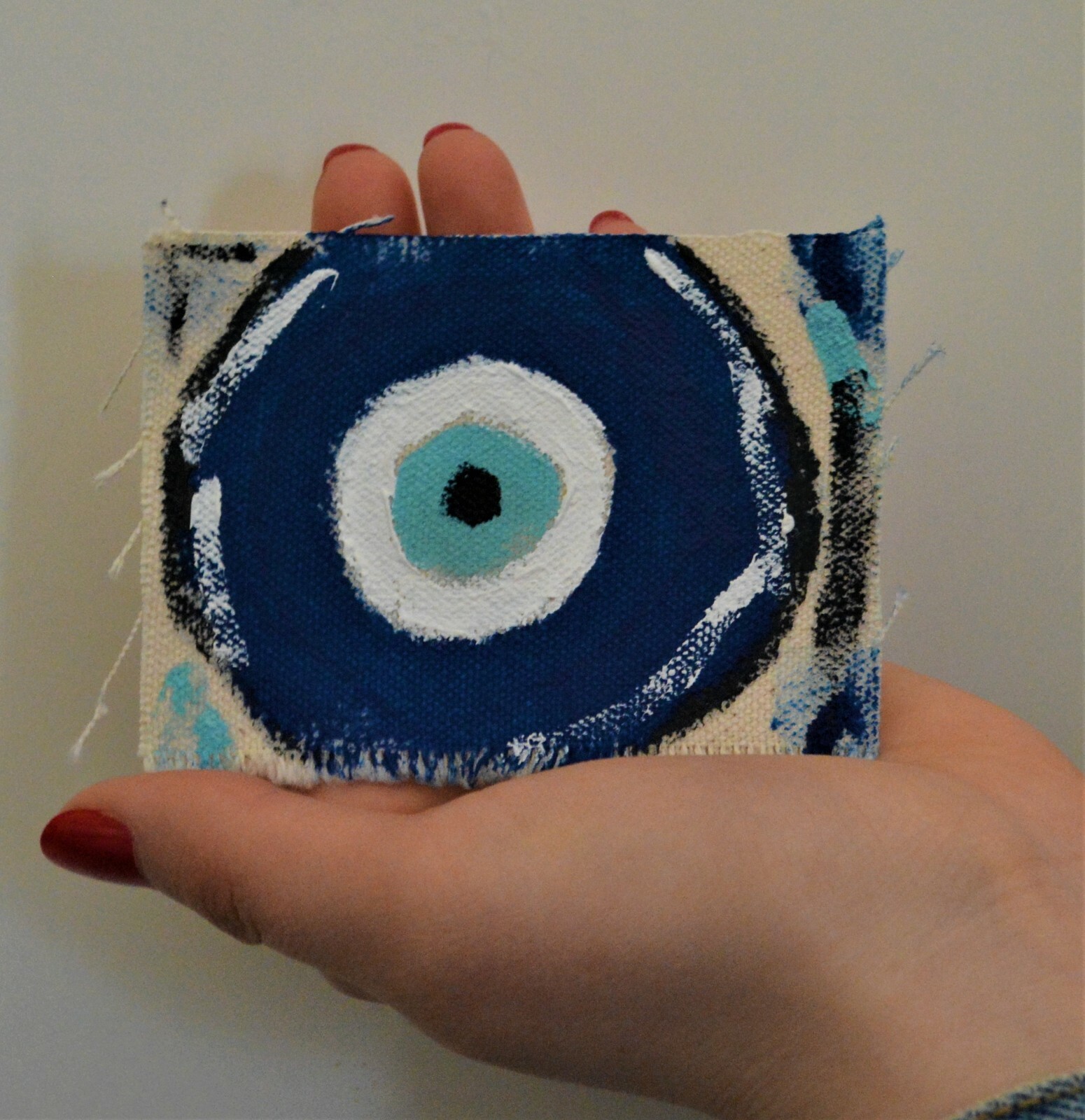 Original ACEO abstract painting superstition Greek Evil Eye ...