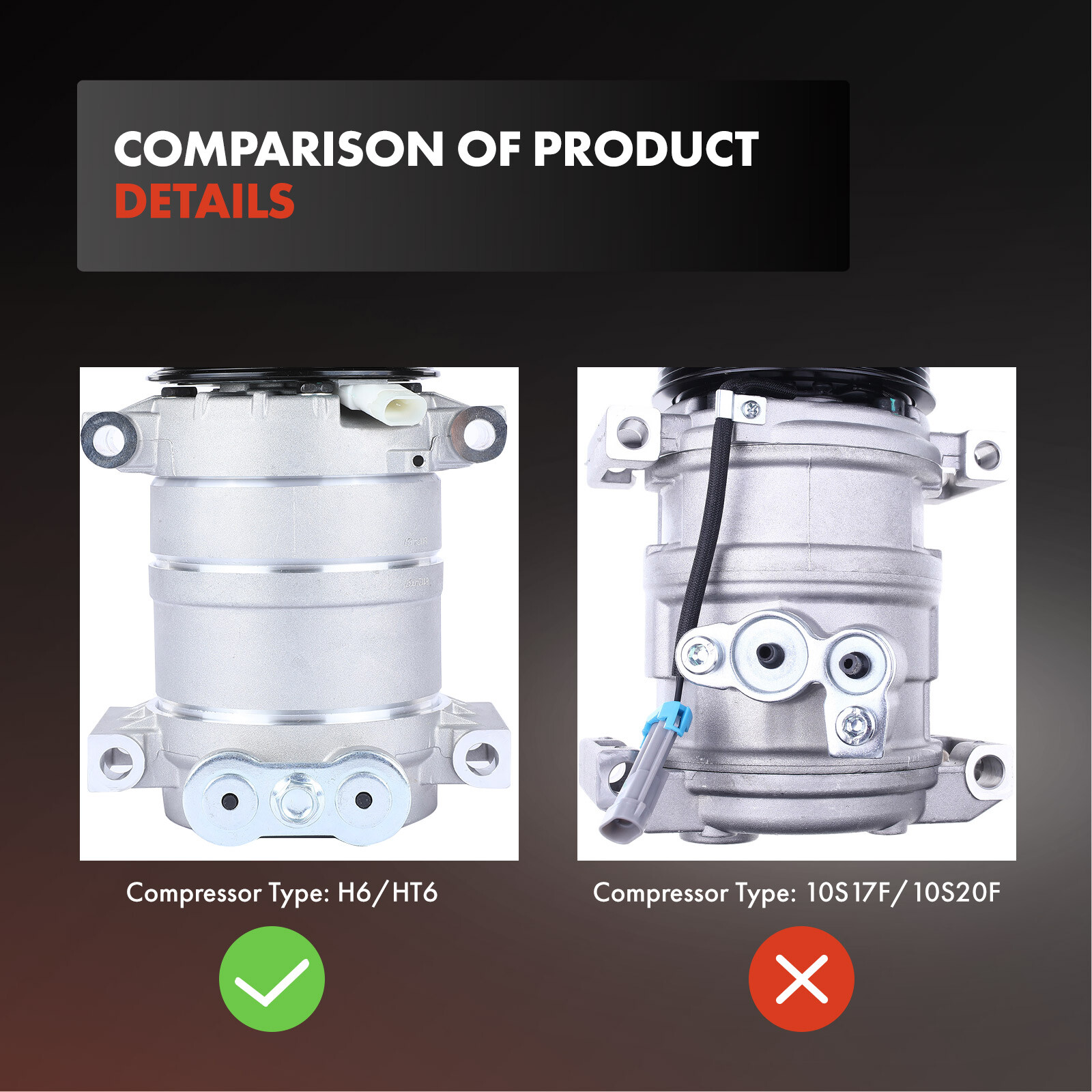 A/C Compressor w/ 6-Groove Pulley & HT6 Style for Chevy Express 1500 ...