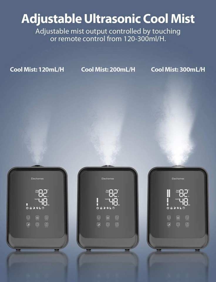 Elechomes Ultrasonic Humidifier 4.5L(1.19Gal) Vaporizer Cool Mist for ...