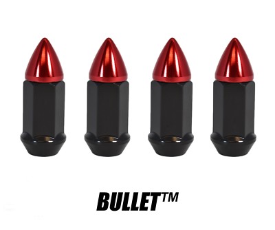 x20 BULLET™ 60MM 12X1.5 FORGED STEEL EXTENDED LUG NUTS W/ RED BULLET ...