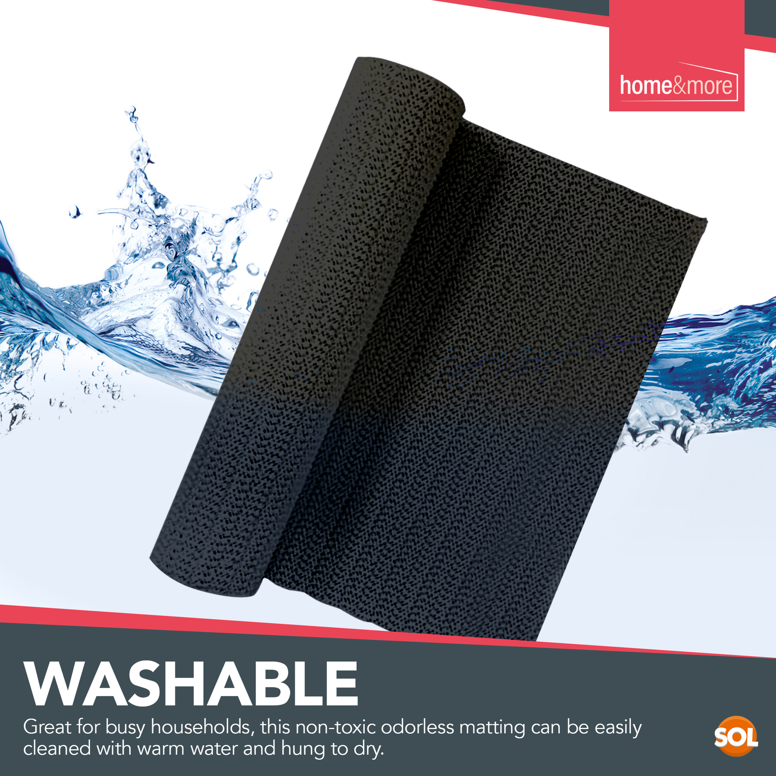 Black Anti Slip Mat Roll 150x30cm | Grip Matting Matt Drawer Liner ...